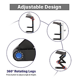 TRY & DO Adjustable Laptop Stand for Couch, Bed, Aluminum Portable Lap Desk, Foldable Ergonomic Laptop Desk with Heat Emission Hole & Detachable Mouse Pad
