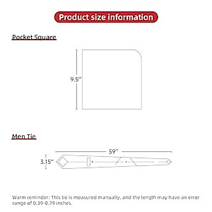 KOOELLE Mens Tie Set Solid Color 3.15" (8CM) Formal Red Tie and Pocket Square Set For Men