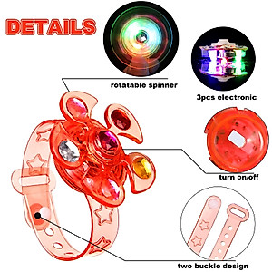 24 Pack LED Light Up Fidget Spinner Bracelets Party Favors for Kids 4-8 8-12, Glow in The Dark Party Supplies, Birthday Gifts, Treasure Box Toys for Classroom, Goodie Bags Stuffers