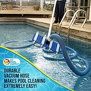 U.S. Pool Supply 1-1/2" x 30 Foot Professional Heavy Duty Spiral Wound Swimming Pool Vacuum Hose with Kink-Free Swivel Cuff, Flexible - Connect to Vacuum Heads, Skimmer, Filter Pump Inlet, Accessories