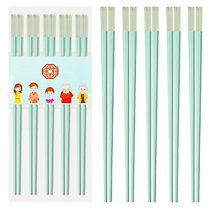 5 Pairs Chopsticks-Reusable Chopsticks Dishwasher Safe, 9.6 inch/24.3cm Matte Non-Slip Fiberglass Chop Sticks, Chinese/Japanese Korean Chop Stick Gift, Plum Blossom, Green