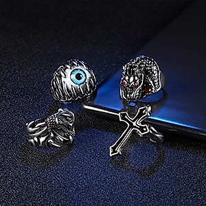 Jstyle 15Pcs Vintage Punk Rings for Men Women Snake Ring Dragon Open Rings Set Knuckle Stacking Ring Boho Finger Rings