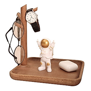 Key Bowl for Entryway Table, Wooden Valet Tray Organizer, Perfume Tray for Dresser, 3 Tiers Wood Rack for Keys, Rings, Wallet, Jewelry, Phone and More