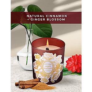 Cinnamon Ginger Blossom Wood Wick Scented Candle | Big Candle for Home Decor 10.6 oz Scented Soy Candle, Relaxing Candles for Women and Men, Aromatherapy Candle Gift