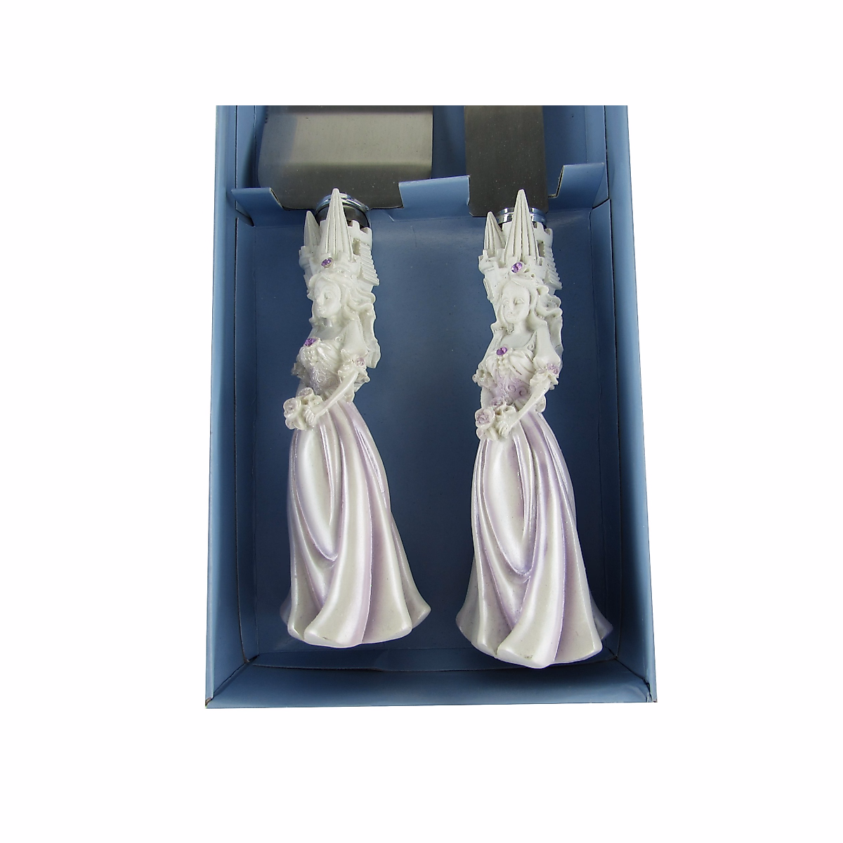 Cake Knife and Server Set - Butterfly, Princess, Heart, Flowers Design (Princess - Lavender)