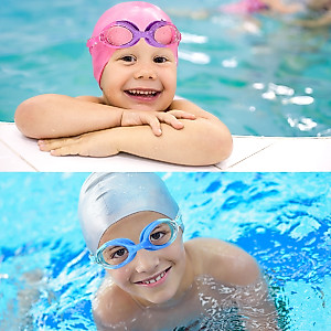 EWPJDK Kids Swim Goggles - 2 Pack Swimming Goggles Anti Fog Anti-UV No Leaking For Children Teens Boys & Girls Age 3-15 (Purple & Blue)