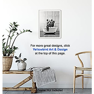 Bear Wall Decor - Bear Wall Art - Funny Bathroom Decor for Women, Kids - Bathroom Pictures - Bath Wall Decor - Cute Modern Bathroom Accessories - Cool Unique Bathroom Sign- Powder Room - Restroom Sign