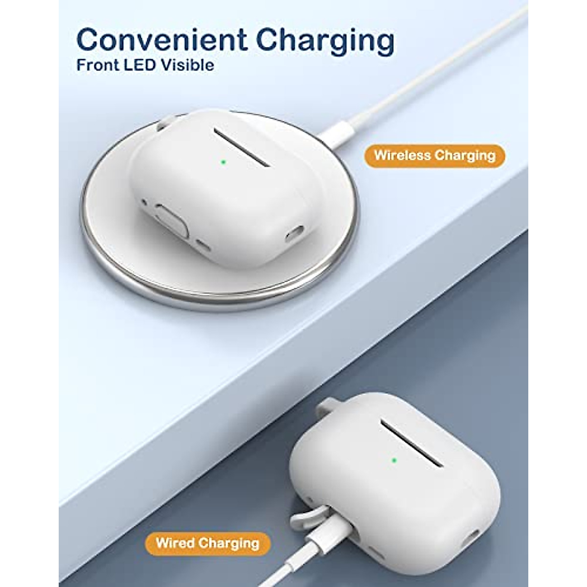 UGoCoCue for Airpods Pro 2nd Generation Case Cover 2022, Soft Silicone Skin Cover Shock-Absorbing Full Protective Case with Keychain&Lanyard, Compatible with New Airpods Pro Case [Front LED Visible]