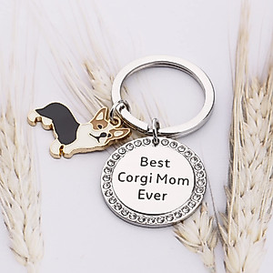WKXZMTR Corgi Charm Keychain Dog Owners Jewelry Pet Lovers Gifts Dog Lovers Keychain Corgi Gift Best Corgi Mom Ever Gift (Corgi KS)