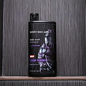 Every Man Jack Body Wash - Marvel Black Panther | 16.9-fl oz Twin Pack - 2 Bottles Included | Naturally Derived, Parabens-free, Pthalate-free, Dye-free, and Certified Cruelty Free