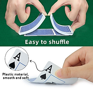 Neasyth Waterproof Plastic Playing Cards,large print playing cards,Jumbo Index, for Texas Hold'em, Blackjack, Pinochle, Euchre, for Pool Beach Water Games(1 PCS Blue+1 PCS RED)