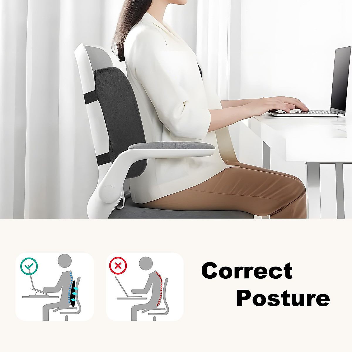 CILI Lumbar Support Pillow for Office Chair, Heated Back Support Pillow with Vibration, Back Massager for Chair, Back Rest Cushion Pillow for Desk Chair Sofa, Gifts for Mom Dad Women Men
