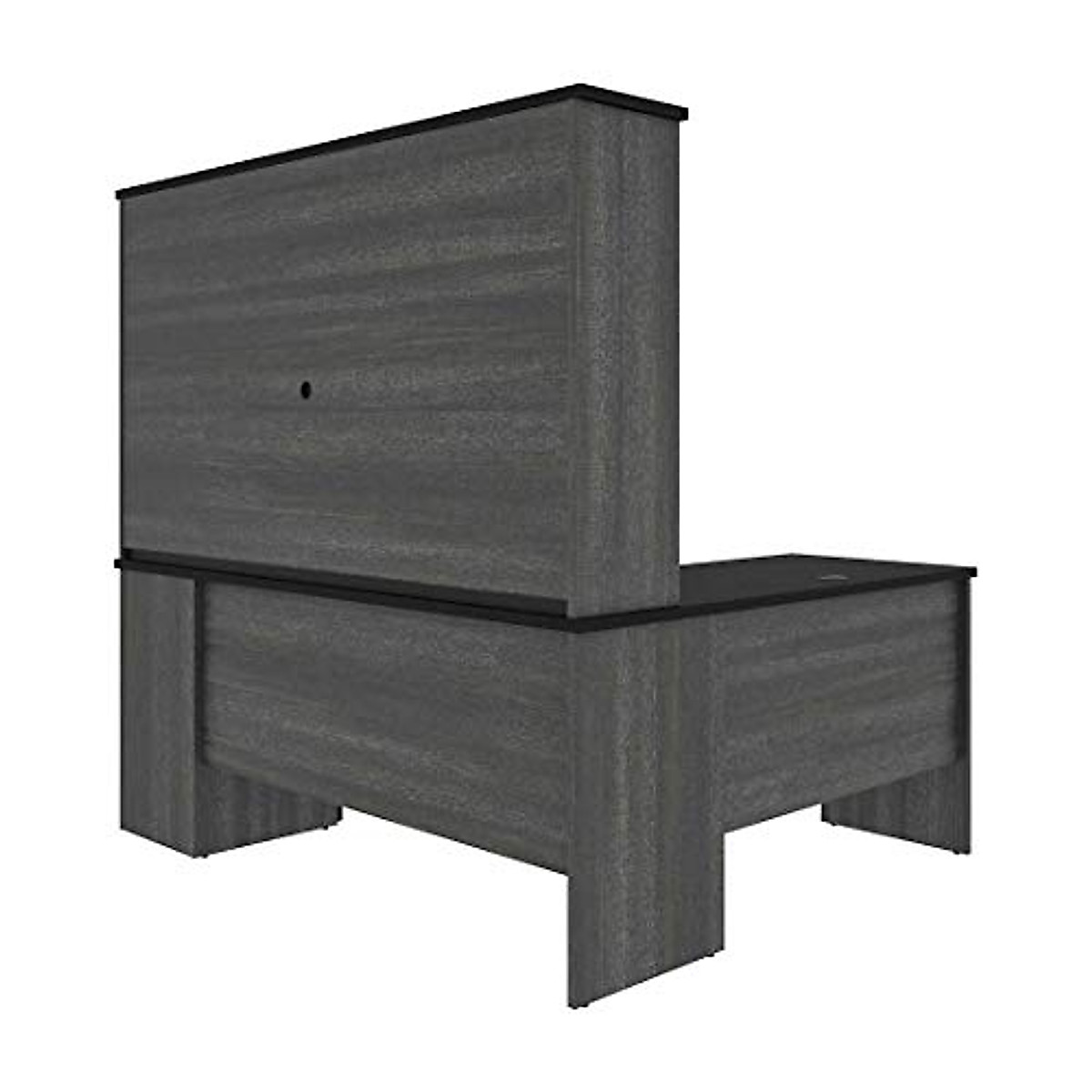 Bestar Norma L-Shaped Desk with Hutch, 71W, Black & Bark Gray