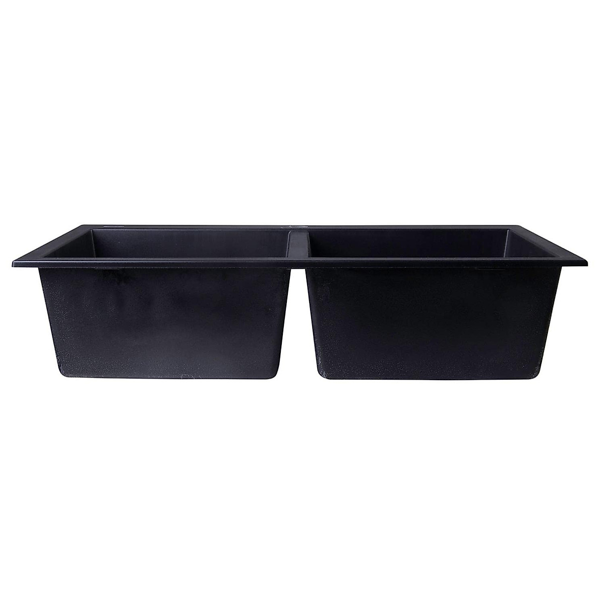 ALFI brand AB3420DI-BLA Drop-In Double Bowl Granite Composite Kitchen Sink, 34", Black