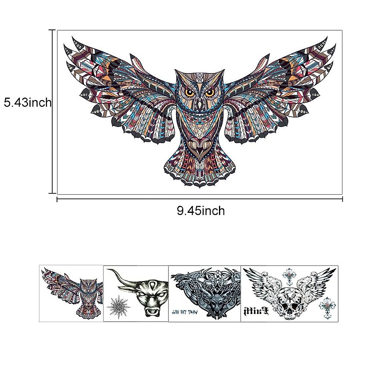 Large Tattoos Fake Temporary Body Art Stickers for Men Women Teens, VIWIEU 3D Realistic Girls Chest Temporary Tattoos, 5 Sheets, Water Transfer Body Tattoos