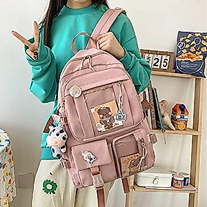 SHIDAI Kawaii Girl Backpack Cute Backpack Cute Aesthetic Backpack for School (Pink,ONE SIZE) (DRF-1287)