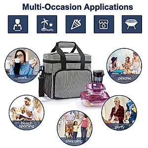 MOV COMPRA 15L Insulated Lunch Bags for Men, Leakproof Lunch Box for Adults, Mens Lunchbox for Work,Picnic,Camping. (24-Can(Black))