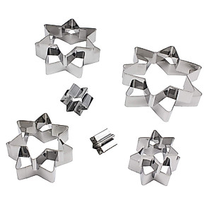 Mziart Star Cookie Cutter Set, 10 Piece Assorted Sizes Star Cookie Molds, Stainless Steel Metal Six-pointed Star Shapes Biscuit Molds Fondant Cake Cutter