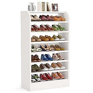 LITTLE TREE Shoe Shelf for Entryway, 8-Tier Shoe Rack Cabinet, 21 Pair Shoe Storage Organizer, White