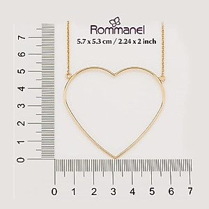 Rommanel Elegant 18K Gold Plated Heart Necklace for Women, Lightweight Maxi Pendant, 50cm Adjustable Chain