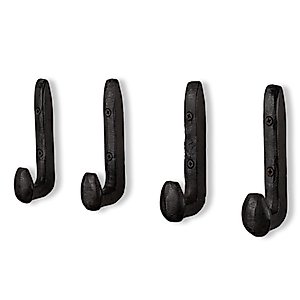Rustic State Puntal Wall Mount Cast Iron Hooks Coat Towel Bag Hat Hanger Multiuse Entryway Railroad Spike Rack Black Set of 4