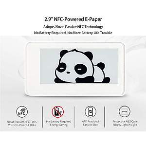 Waveshare 2.9inch Passive NFC-Powered e-Paper No Battery Required No Messy Wiring Novel Passive NFC Tech Wireless Powering & Data Transfer APP Provided 296×128 Pixel,Black& White Color