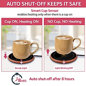 Nouvati 4-in-1 Wax Melt Warmer/Candle Warmer/Mug Warmer-Coffee Warmer for Desk Auto Shut-Off: Excellent Heating, Advanced Sensor, Safety Features, Stylish and Compact (Wood Grain)