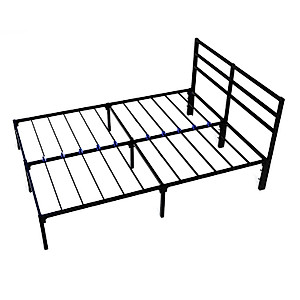 UrbanLab QuickLock Queen Platform Bed Frame with Headboard | Quiet & Sturdy | No Box Spring | 14 inch Mattress Foundation Metal Platform Bed Frame | Quiet & Sturdy | No Box Spring Needed