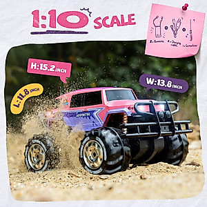 Ruko 1601AMP3 Amphibious RC Truck for Girls, IPX6 Warterproof Monster Truck, 1:10 Large Remote Control Car for All Terrain, 2 Rechargeable Batteries for 50 Min Fun Time, Gifts for Kids
