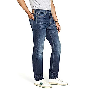 Buffalo David Bitton mens Buffalo David Bitton Ben Relaxed Tapered Denim Jeans, Dark Blue Sanded Indigo, 34W x 32L US