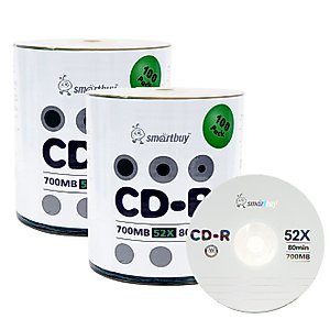Smart Buy Logo CD-R 200 Pack 700mb 52x Blank Data Recordable Discs, 200 Disc, 200pk