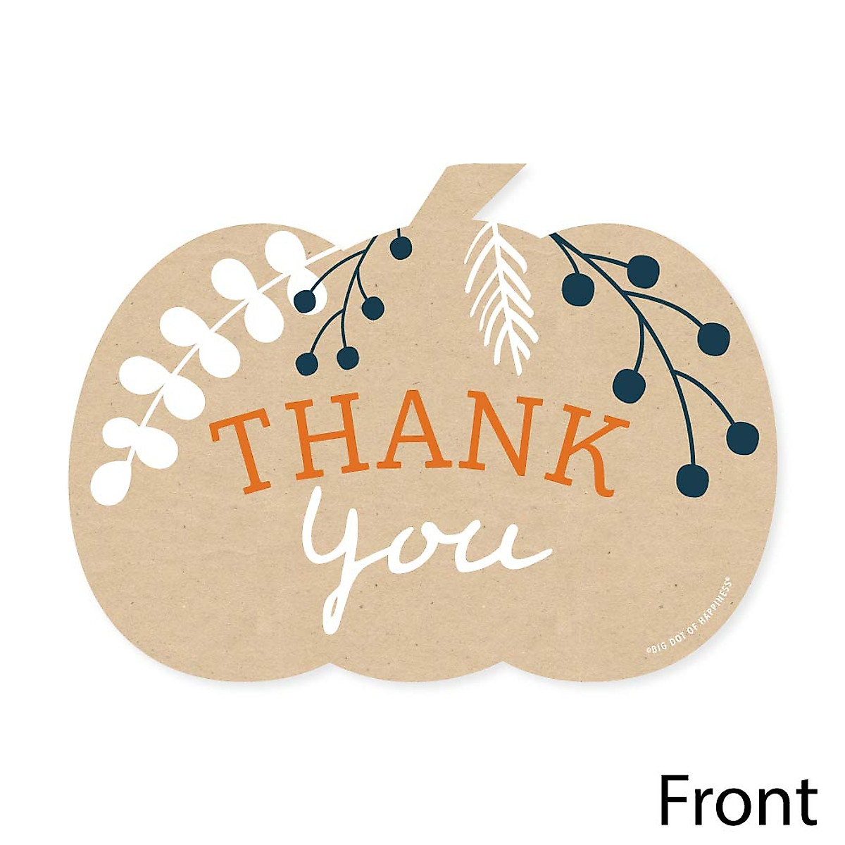 Big Dot of Happiness Happy Thanksgiving - Shaped Thank You Cards - Fall Harvest Party Thank You Note Cards with Envelopes - Set of 12