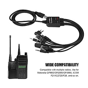 Tosuny 8 in 1 USB Programming Cable, Genuine USB Programming Cable with 8pcs Different Connectors for Kenwood/ for QuanShengcn/ for Tyt/for Motorola Radio, Compatible with Multiple Radios