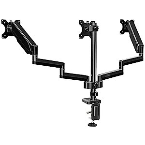 UPGRAVITY Triple Monitor Mount, 3 Monitor Stand Desk Mount for Three Flat/Curved Computer Screens Up to 27”, Fully Adjustable Gas Spring Monitor Arms Hold up to 17.6lbs Each, VESA 75x75/100x100