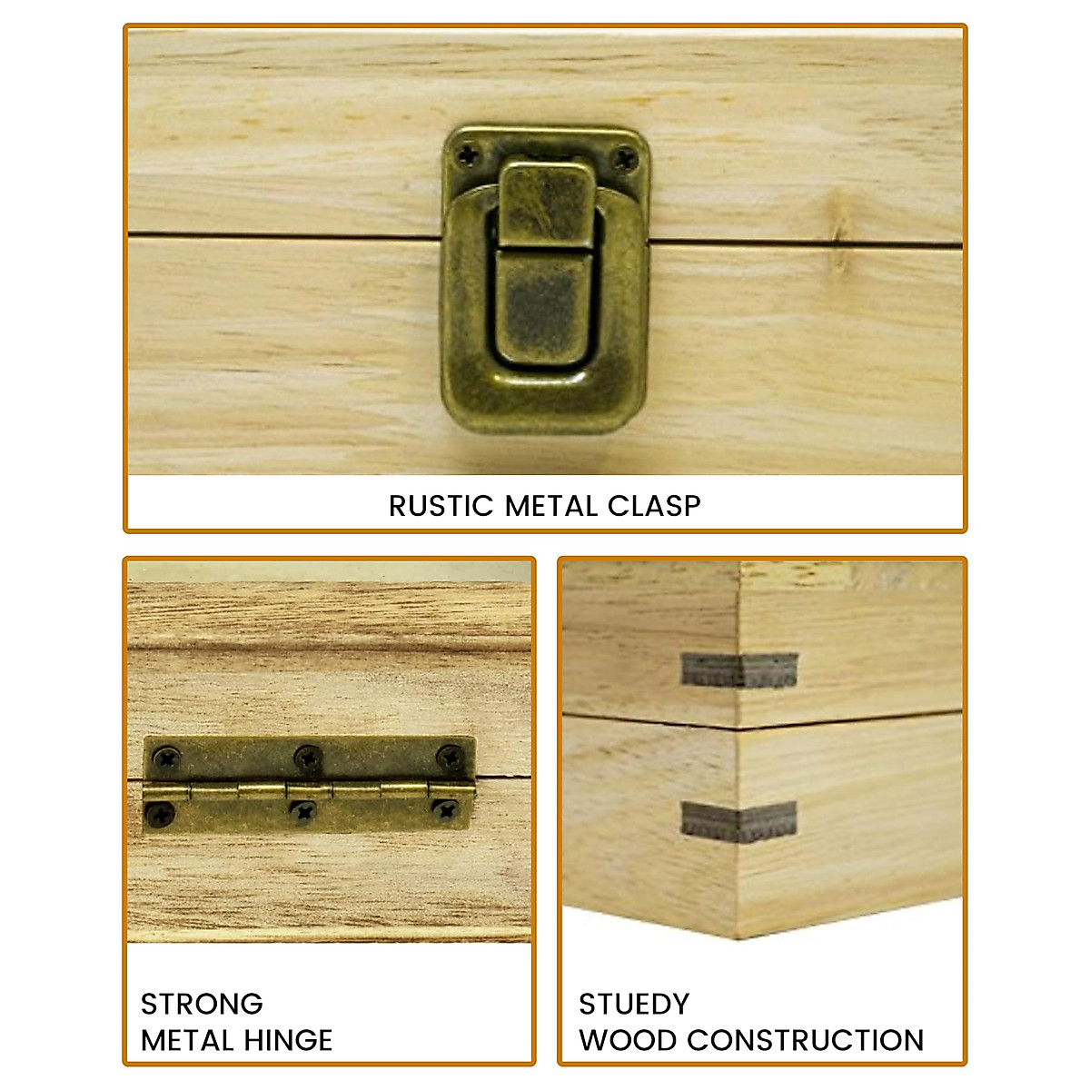 Novel Box Jewelry Display Case Wood 14.75x8.25x2.1 Large Glass Jewelry Box with Lid - Display Cases for Collectibles - Rock Collection Box with Metal Clasp - Gem Display Case