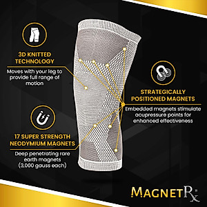 MagnetRX® Magnetic Knee Compression Sleeve - (2-Pack) Knee Support with Magnets for Knee Support & Recovery - Magnet Knee Brace Support (Medium)