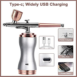 LOKEISNA Airbrush Kit, Cordless Airbrush Compressor, 36PSI Rechargeable Airbrush Gun, Airbrush Makeup with 0.3mm Nozzle and Cleaning Brush Set for Nail Art, Cake Airbrush Decorating Kit, Art Painting