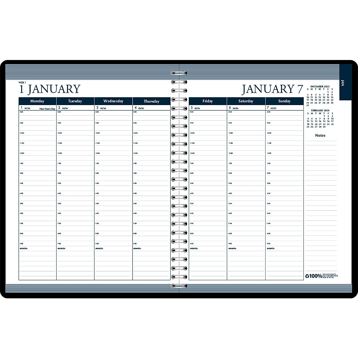 House of Doolittle 2024 Weekly And Monthly Planner Calendar, Black Cover, Tabbed, 8.5 x 11 Inches, January - December (HOD28302-24)