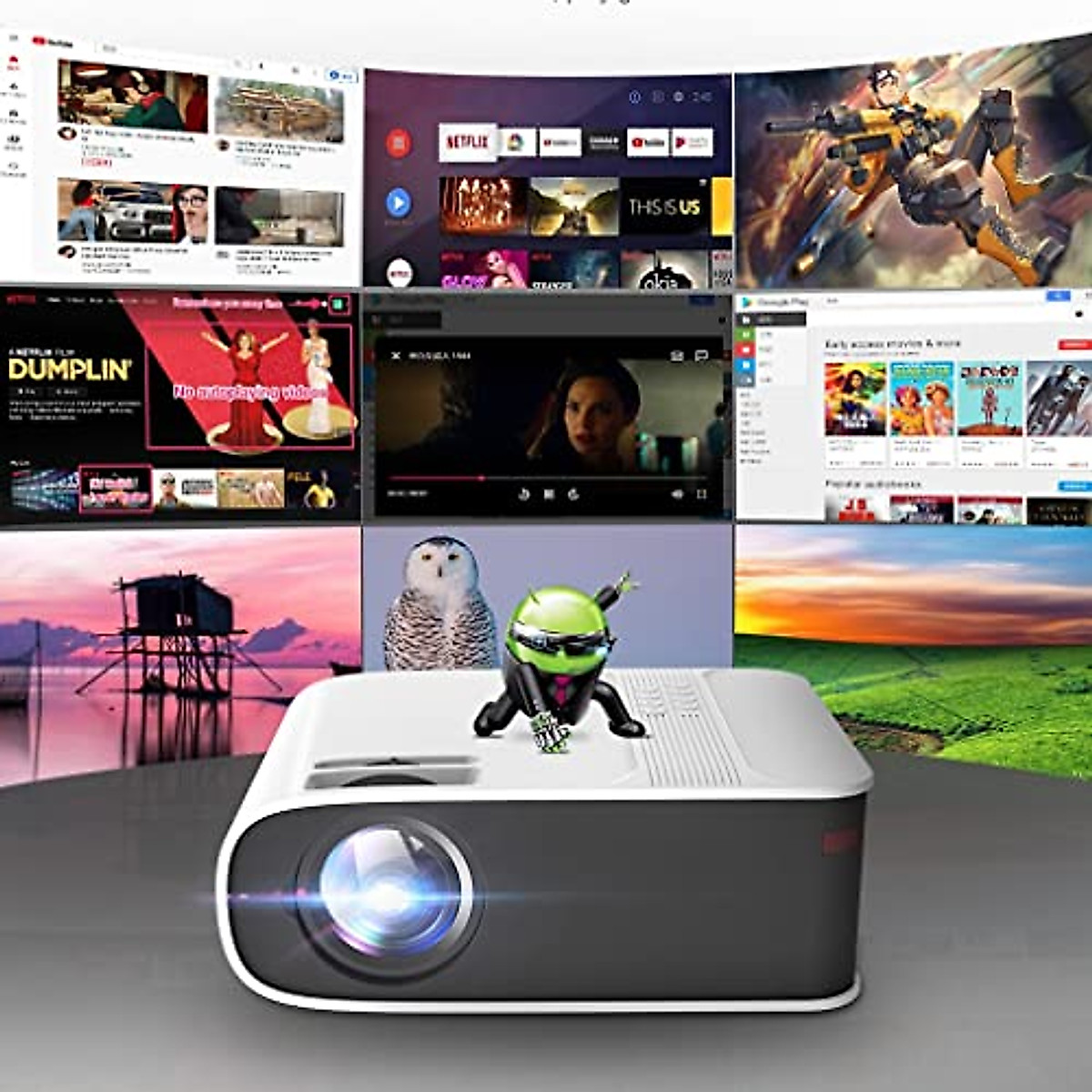 VIBY W32 Mini Projector Full 1080p Android 10 Support 4k Decoding Video Projector Led Beamer Home Theater for Phone Cinema (Size : Mirror Version)