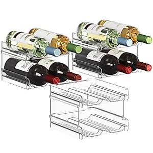 Lifewit Plastic Stackable Wine Rack for Refrigerator, Cabinet, Countertop,Wine Bottle Holder, Water Bottle Organizer for Fridge, Pantry, Hold 12 Bottles