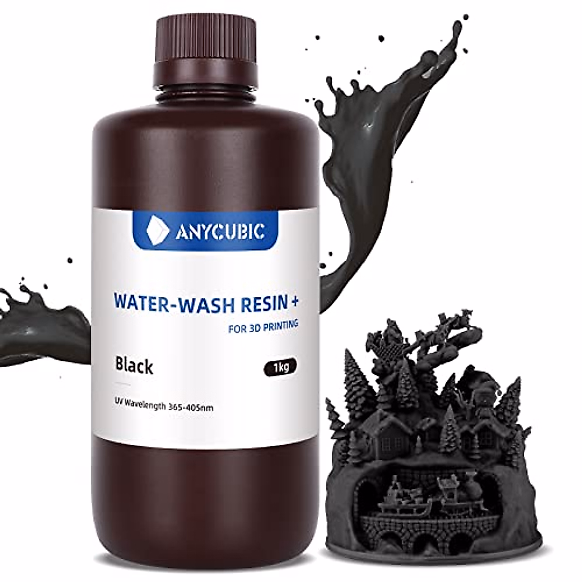 ANYCUBIC Wash Cure Machine Plus and Water Washable 3D Printer Resin (Black, 1000g)