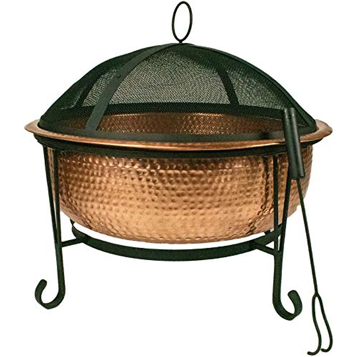 Global Outdoors 26" Genuine Copper Fire Pit with Screen, Cover and Safety Poker