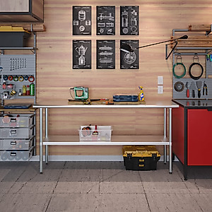 AmGood Stainless Steel Work Table with Undershelf | Food Prep NSF | Utility Work Station | (72" Length X 18" Width)