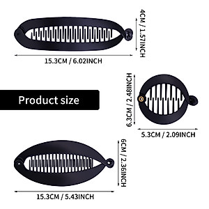 Sibba 9 Pieces French Banana Clips Hair Comb Fishtail Hair Clip Combs and Round Banana Clips Flexible Ponytail Holder Clips Hair Styling Accessories for Women Girls (Multicolor) (Black)