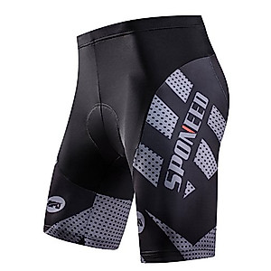 sponeed Padded Cycling Shorts Men Bicycle Underwear Half Pants Padded Bike Bottoms US Large Grey