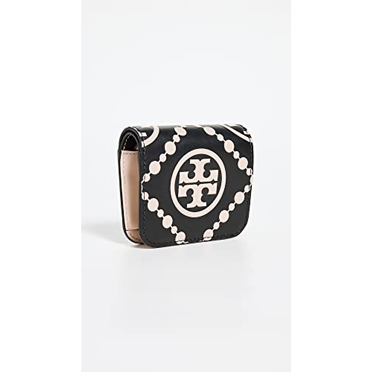 Tory Burch Women's T Monogram Contrast Embossed Mini Wallet, Black/New Cream, One Size