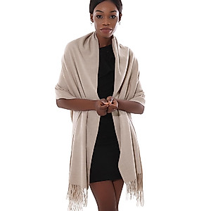 RUI VTRON Womens Winter Scarf Beige Pashmina Shawls and Wraps for Evening Dresses Warm Blanket Scarf for Wedding