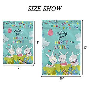 My Little Nest Seasonal Garden Flag Easter Bunnies Vertical Garden Flags Double Sided for Home Farmhouse Yard Holiday Flag Outdoor Decoration Banner 12"x18"