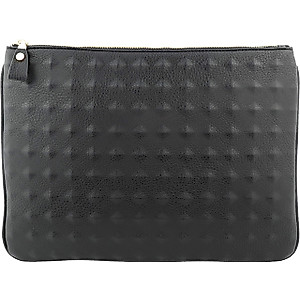 B BRENTANO Vegan Oversized Embossed Clutch Pouch (Black)