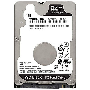 Western Digital 1TB WD Black Performance Mobile Hard Drive - 7200 RPM Class, SATA 6 Gb/s, 64 MB Cache, 2.5" - WD10SPSX, Mechanical Hard Disk